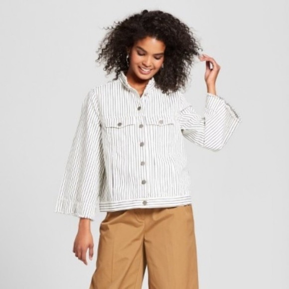 Who What Wear | Jackets & Coats | Who What Wear Denim Striped Jacket ...